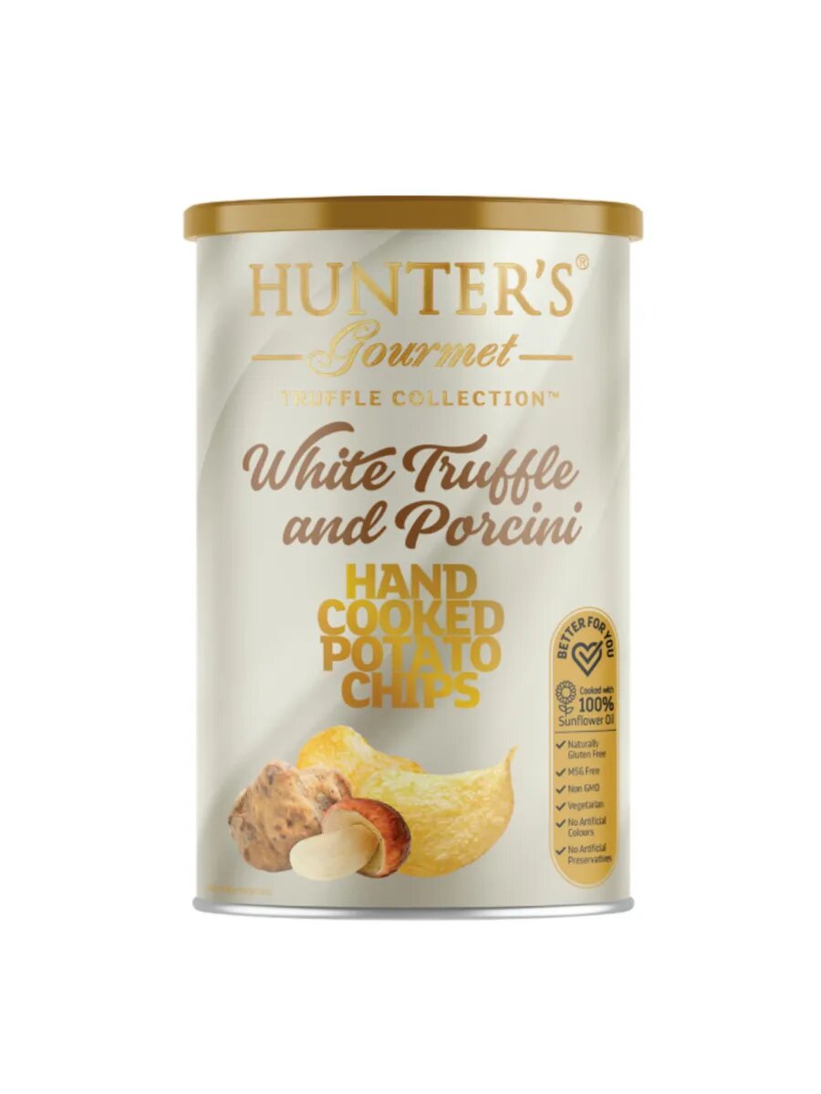Чипсы Hunter's Gourmet Truffle Collection "Белый трюфель и белые грибы", картофельные, без ГМО и глютена, 150г