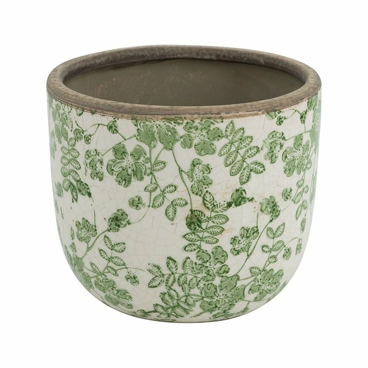 61179 Кашпо 16х16х13см, Керамика, белое с цветочным принтом, Glasar