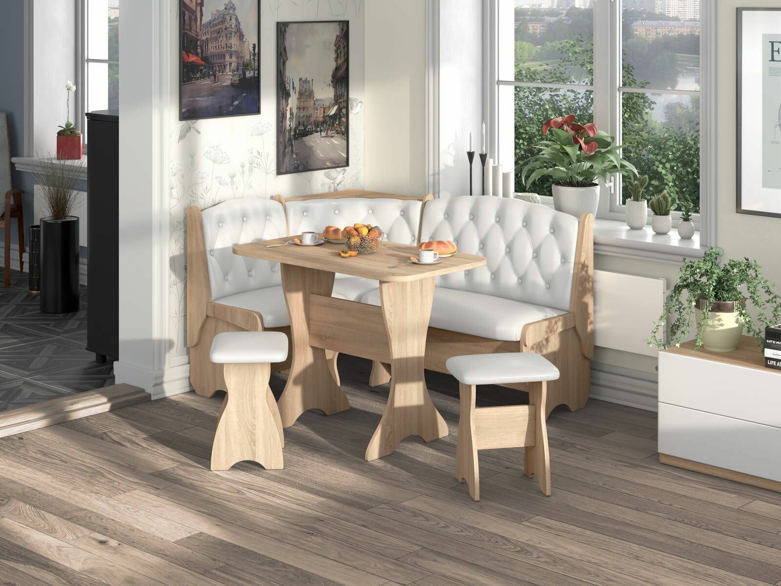 Кухонный уголок Оливия Люкс Дуб Сонома/Борнео Милк/Дуб Сонома