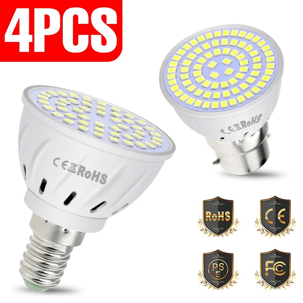 Светодиодные лампы WENNI E27 5-9Вт White, E14 80leds 9W 4PCS
