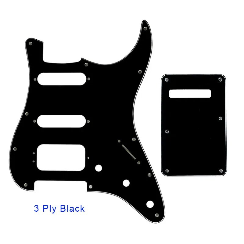 Плерру гитарная накладка Strat SSH 3Ply Black, черная