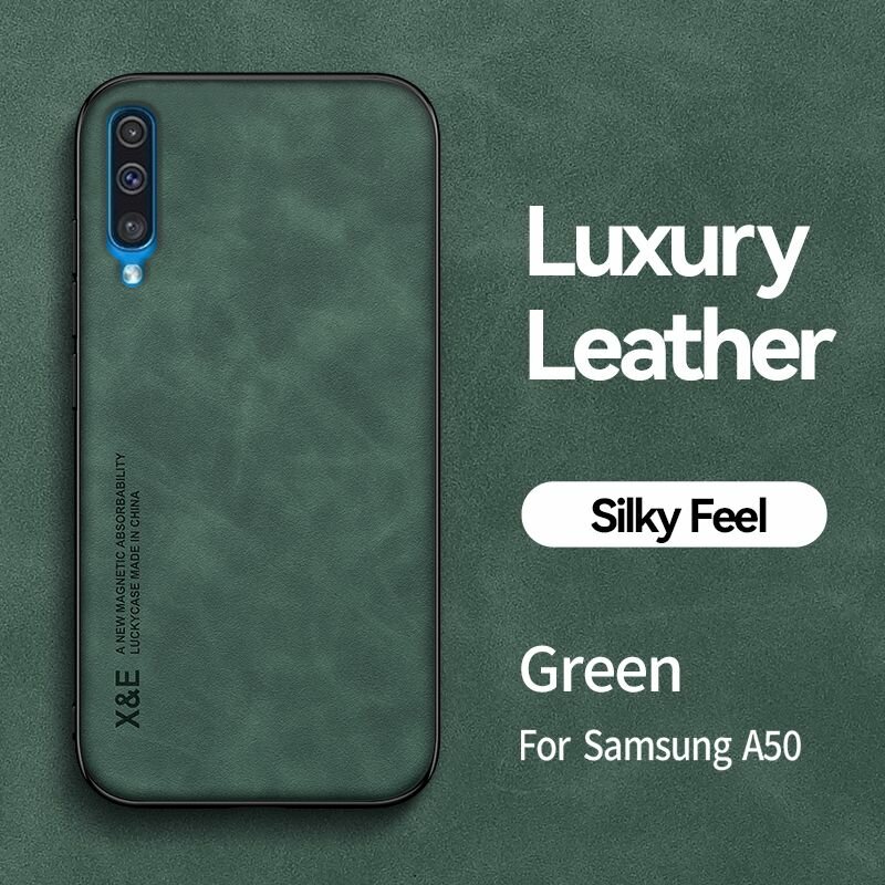 FASNYA Кожаный чехол на Samsung Galaxy A50/A30S/A50S(Самсунг Галакси A50/A30S/A50S) с защитой камеры противоударный, ля магнитного авто-держателя