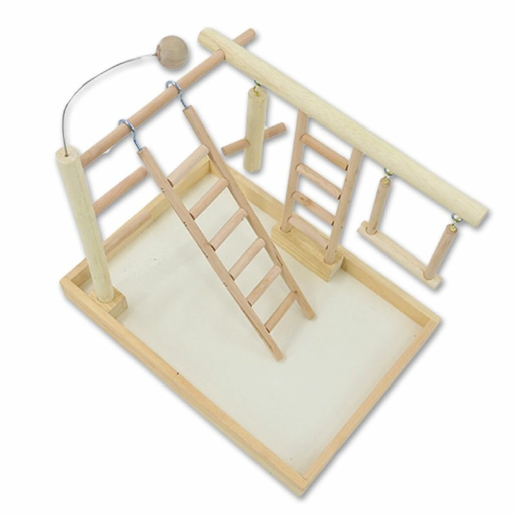 Деревянная лестница попугай качели игрушки