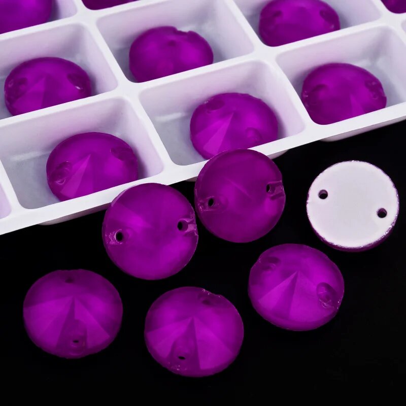 Стразы OLeeya стеклянные разноцветные 8-16 мм Фиолетовый, 12mm---48pcs, Dk.amethyst Neon