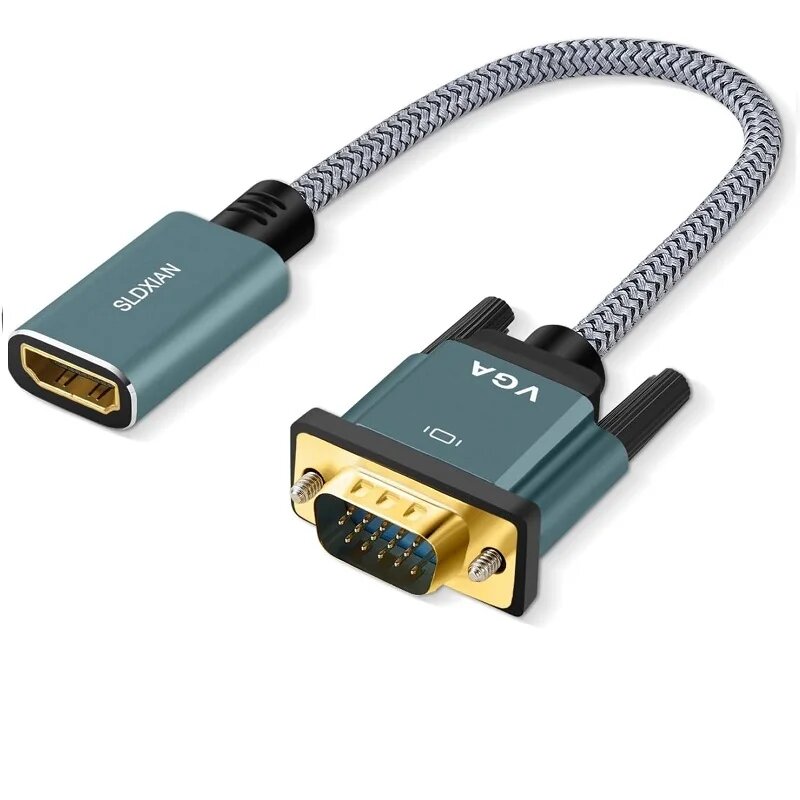 Адаптер Lungfish HDMI-VGA, преобразователь HDMI «мама» в VGA «папа» 1080P, подходит для ТВ-телевизоров, телевизоров высокой четкости (15 см)