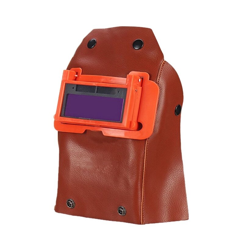 Кожаный солнечный автоматический затемняющий сварочный шлем, маска, фильтр, флип-очки, бленда, коричневый