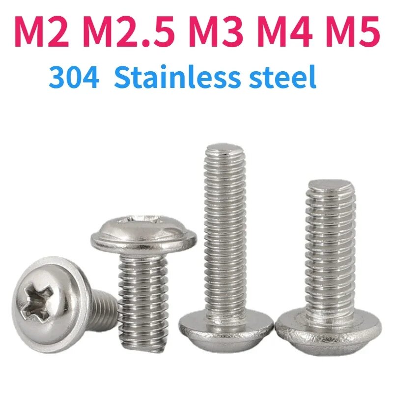 Шайбы с круглой головкой из нержавеющей стали 304 M2 M2.5 M3 M4 M5 M2x6 -30Pcs