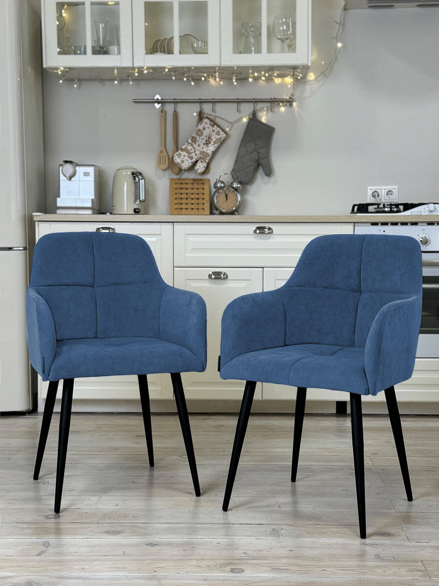 Стулья для кухни и гостиной Сеул комплект 2 шт мягкие голубые велюр