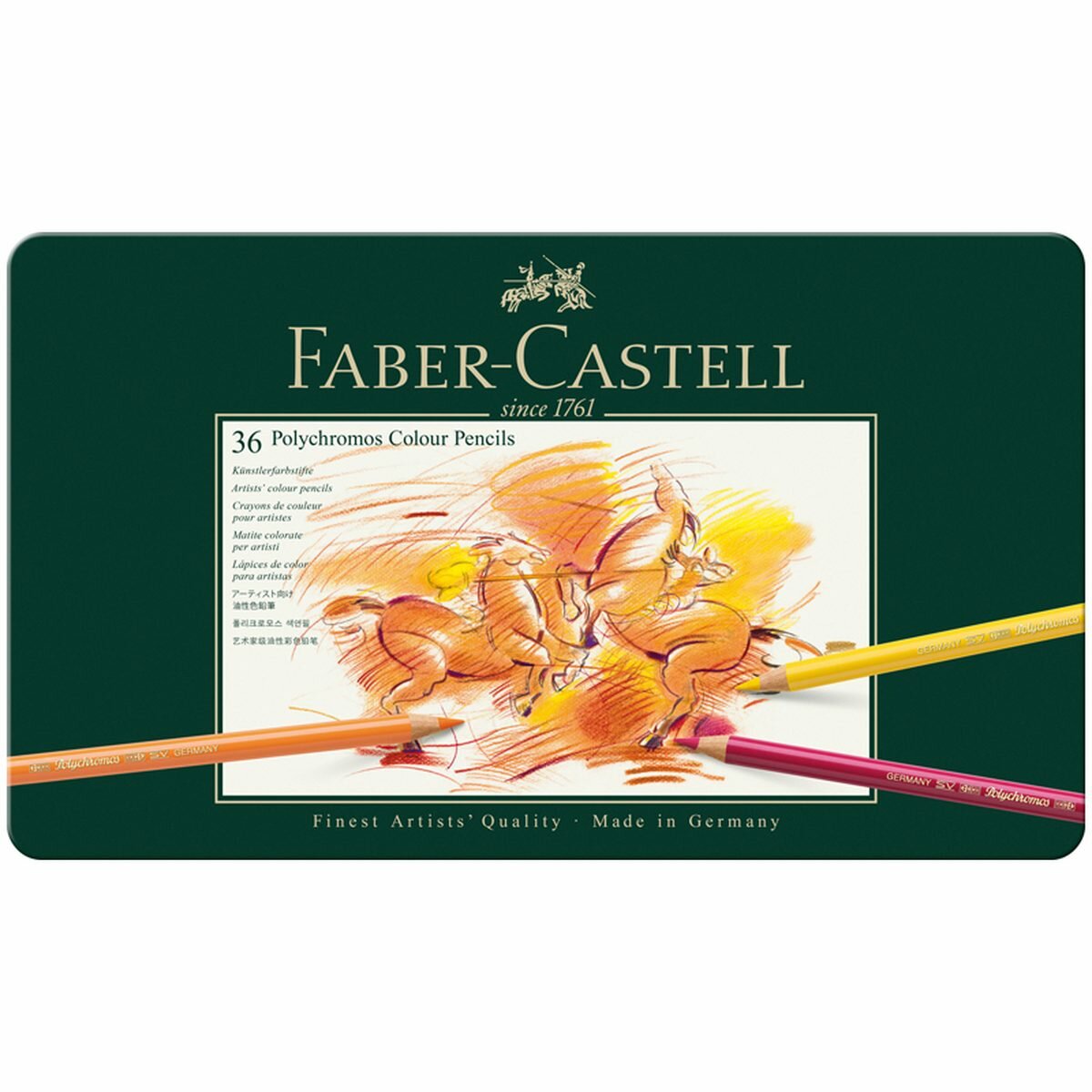 Карандаши цветные художественные 36 цветов Faber-Castell Polychromos (L=175мм, круглые) метал. коробка (110036)