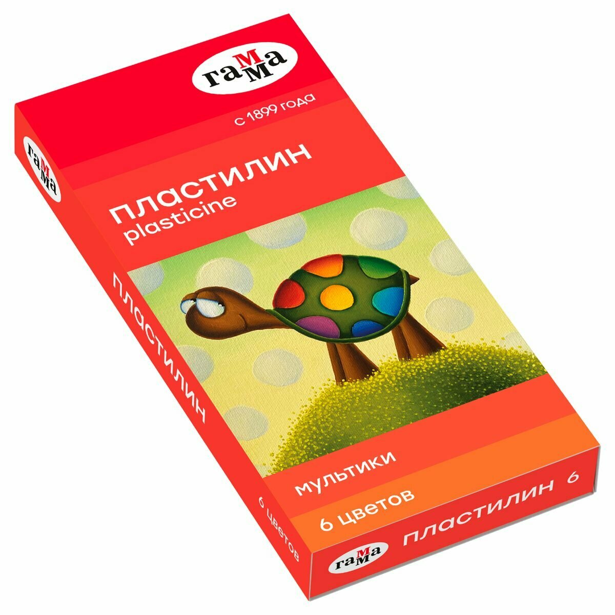 Пластилин гамма Мультики 6 цветов 120гр, классический, со стеком