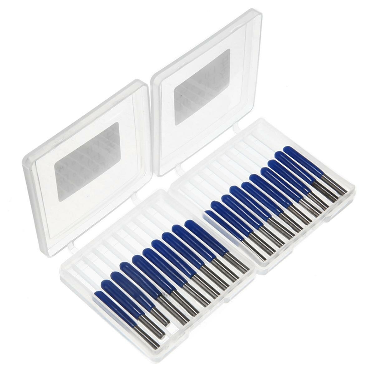 BRADOO-20Pcs Карбидные гравировальные фрезы 3.175 мм Фрезы для ЧПУ 10/15/20/30 градусов Фрезерные инструменты