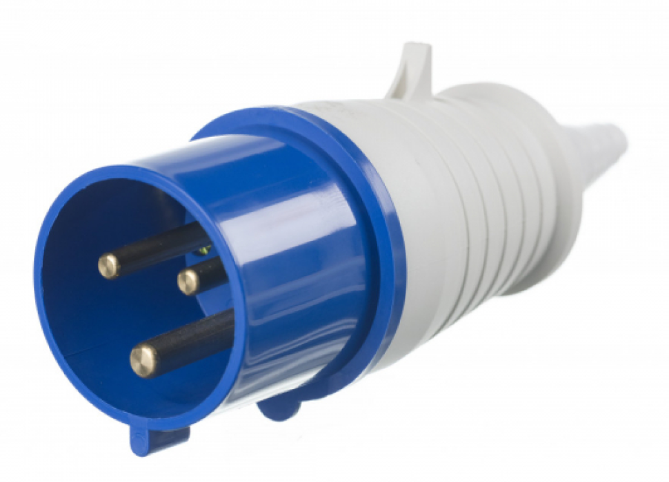 Вилка силовая кабельная DEKraft / ДеКрафт 023 ВП-102 переносная прямая из самозатухающего пластика, синий, 2Р+РЕ 32А 220В IP44 / электрика