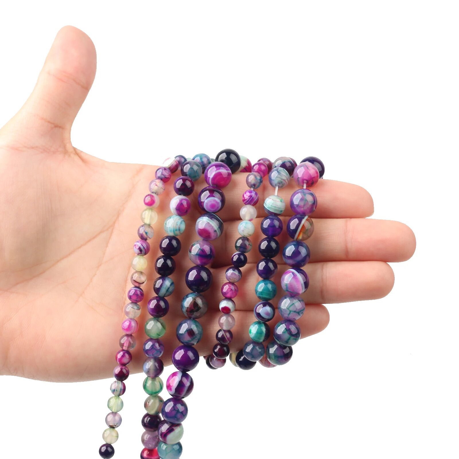 Серые дымчатые бусины из агата 4/6/8/10/12 мм 6mm about 61pcs, Dream