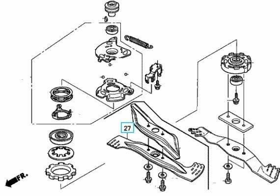Нож газонокосилки Honda HRX 476 VKE/HYE (нижний)
