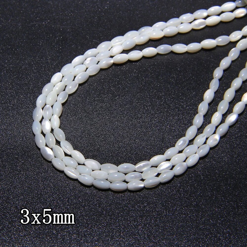 Бусины из ракушек RISYF белые 15 дюймов Белый, 4 Rice 3x5mm