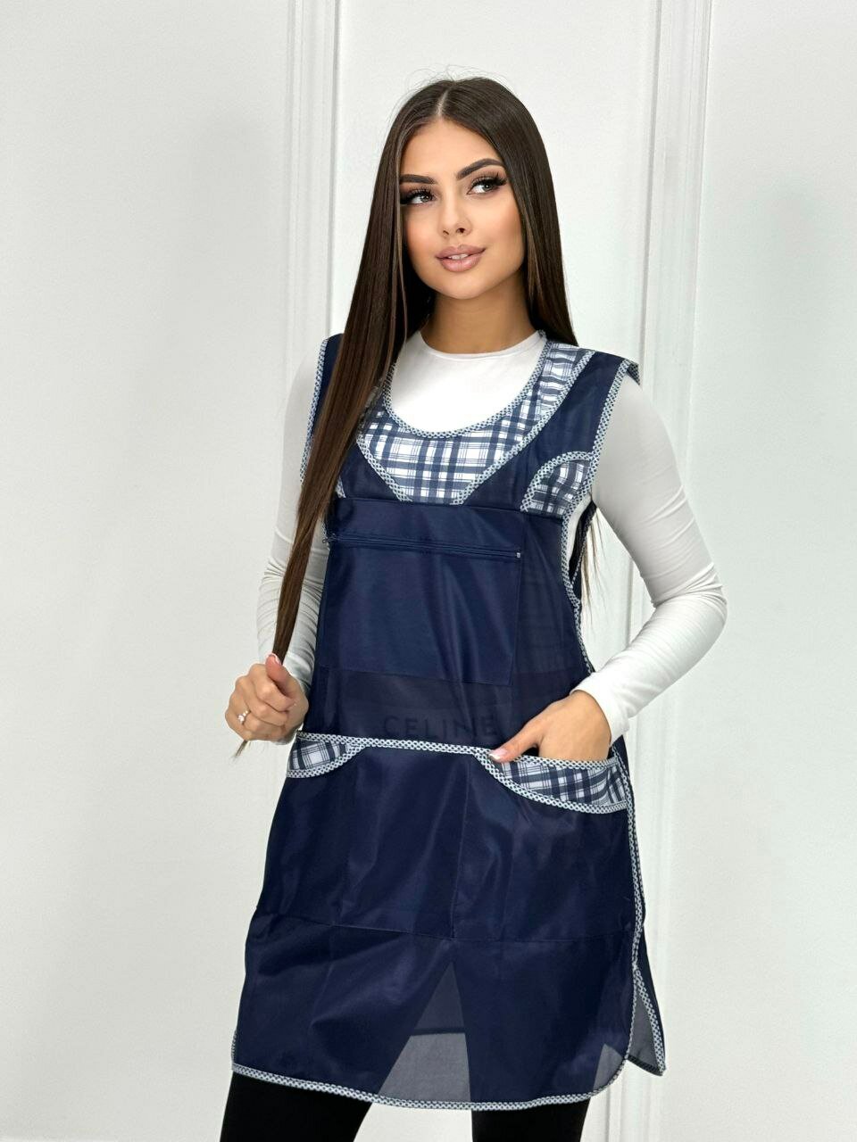 Сарафан рабочий женский Рита из Нейлона. Халат фартук универсальный подходит для продавцов, уборщиц, поваров, флористов и парикмахеров