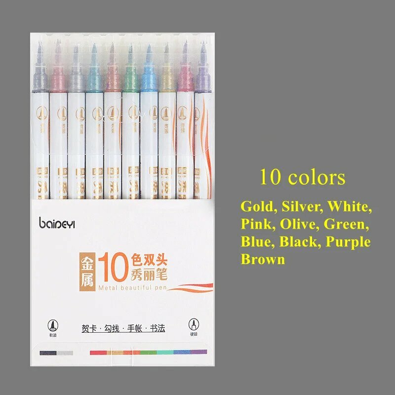Набор металлических маркеров для каллиграфии HOPK 10 цветов 10 Colors
