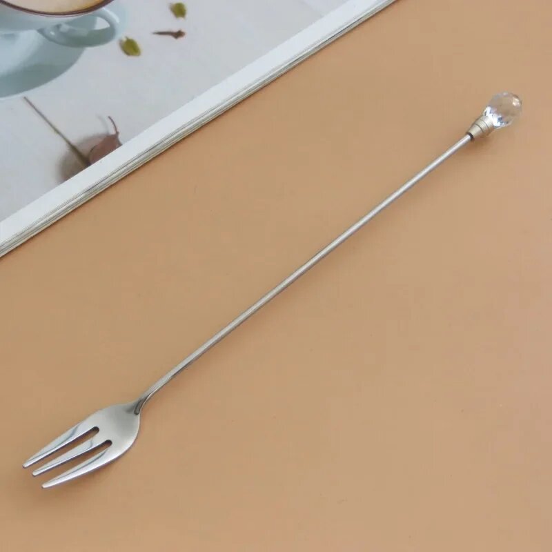 MOONBIFFY Хрустальные ложки из нержавеющей стали blue-fork