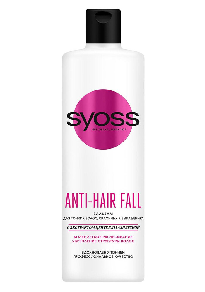 Syoss Anti-hair Fall Бальзам "с экстрактом центеллы азиатской" для тонких, склонных к выпадению волос 450 мл.