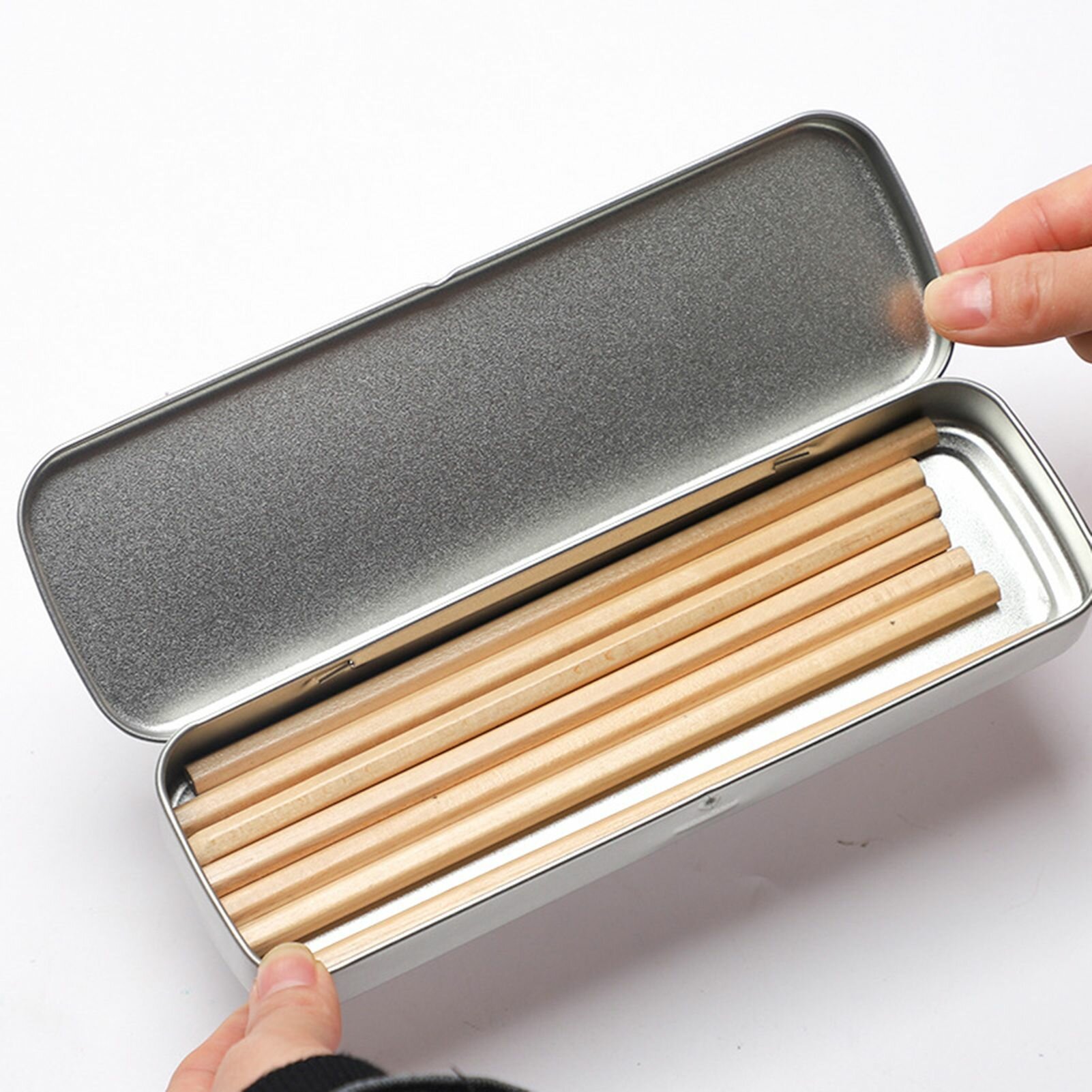 Металлический пенал 20.2x6.3см большой объем школьные принадлежности