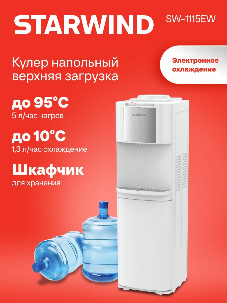 Кулер Starwind SW-1115EW напольный электронный белый