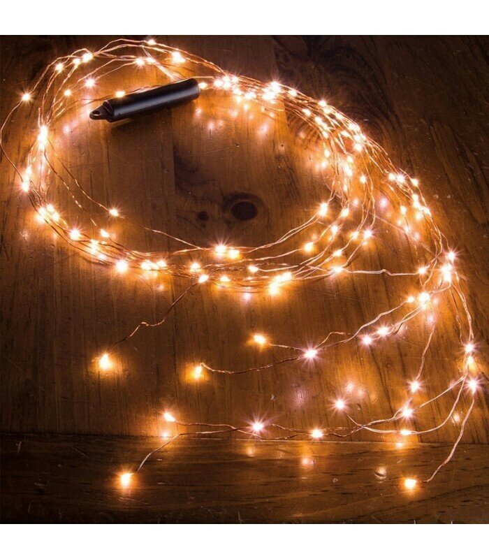 Светодиодная гирлянда Нить Роса - Лоза. 10 нитей. 2 м, 5В, c разъемом USB . Цвет свечения: Теплый белый. IP44