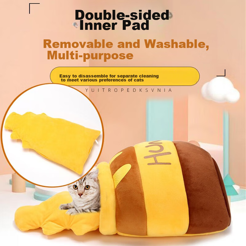 Miaoxianer Cat Bed, All-Season Use, Enclosed Honey Jar, Warm Dog Bed, Small Dog And Cat Supplies