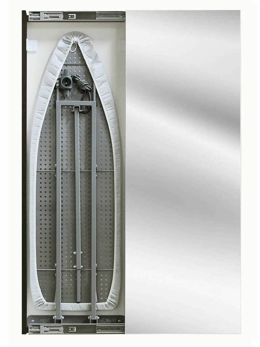 Встроенная гладильная доска с зеркальным фасадом Айрон Слим (зеркало), венге купе право