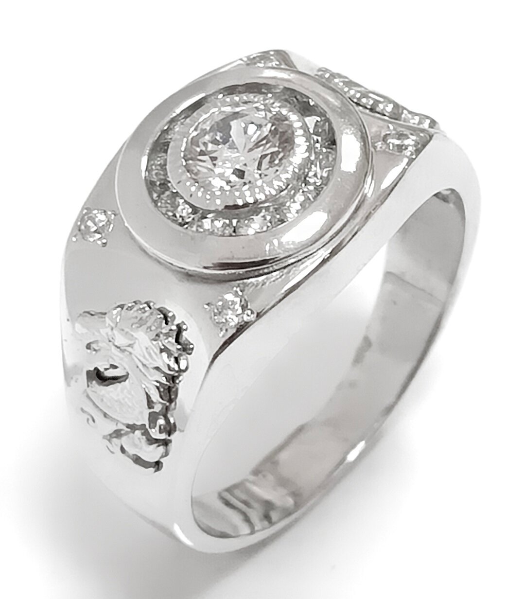 Печатка, серебро, 925 проба, родирование, фианит