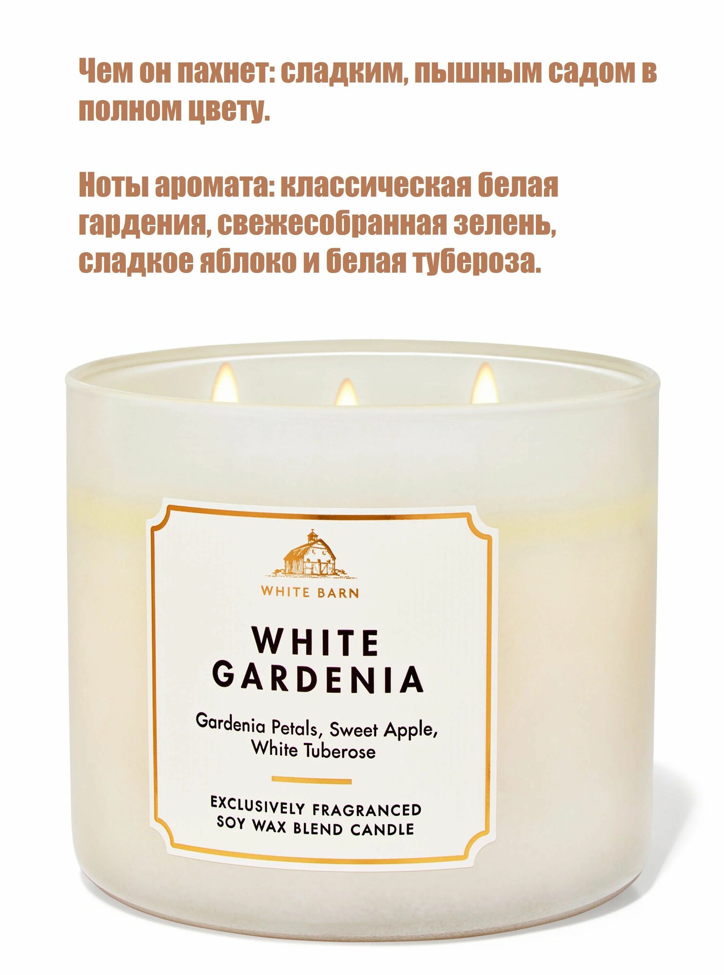 Bath and Body Works свеча ароматическая с 3-мя фитилями White Gardenia (411 грамм)