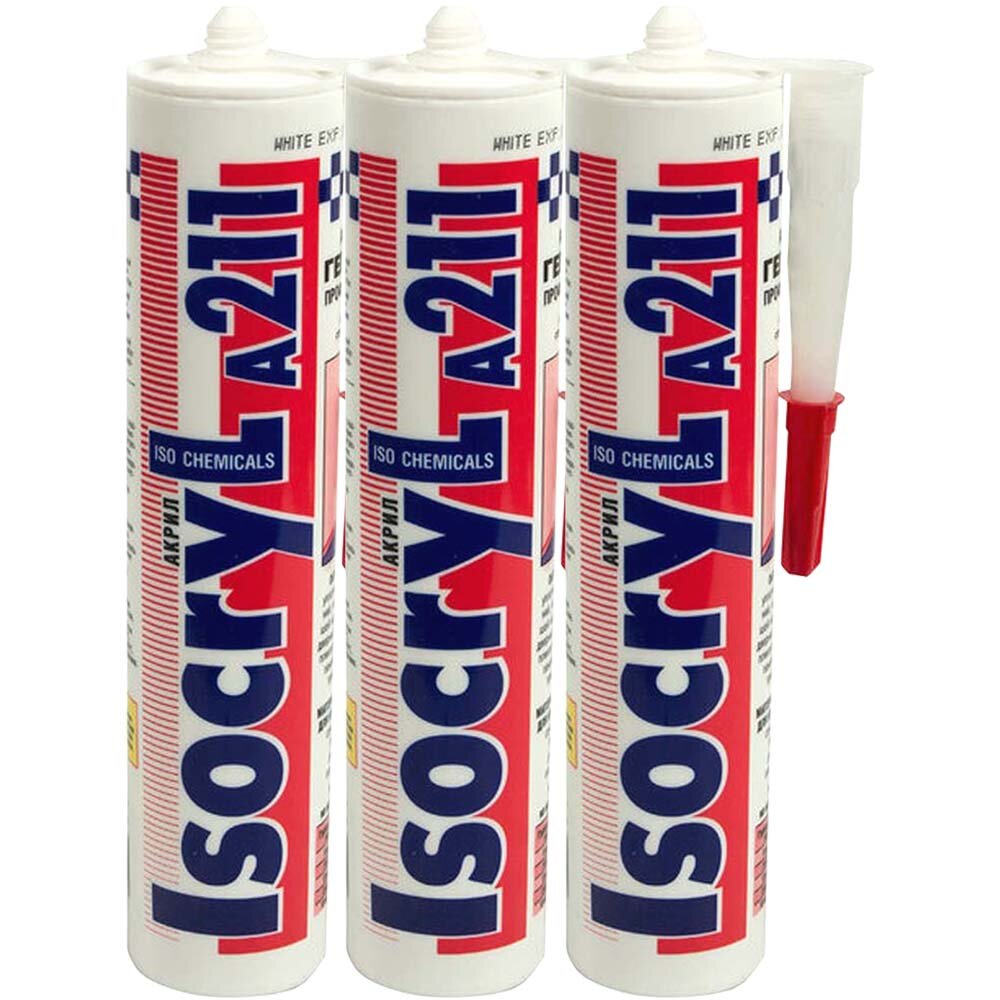 Герметик акриловый ISOCRYL A211, белый, 280 мл (комплект 3 шт.)