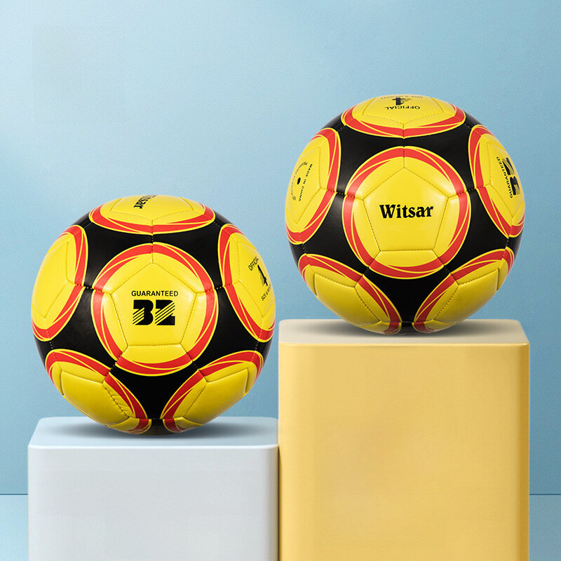 Футбольный мяч, ПВХ, № 5, для детей, № 3-4, черный/желтый