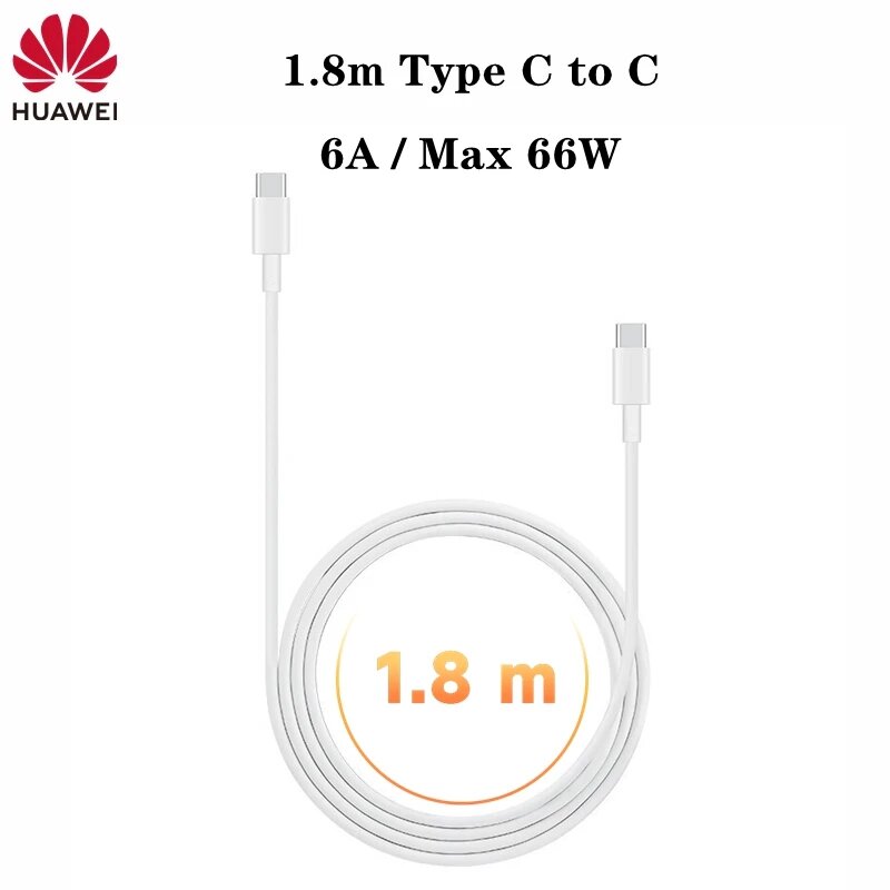 Высокоскоростной кабель для передачи данных 1,8 м HUAWEI 6A USB Type-C к USB Type-C для ноутбука Huawei Matebook высокомощный кабель для быстрой зарядки 6A CC800