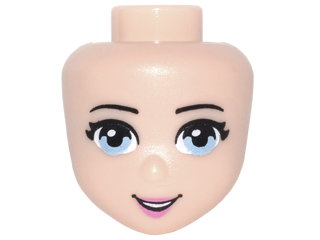 Mini Doll, Head Friends with Bright Light Blue Eyes, Dark Pink Lips, and Open Mouth Smile Pattern, 93212 Light nougat U
