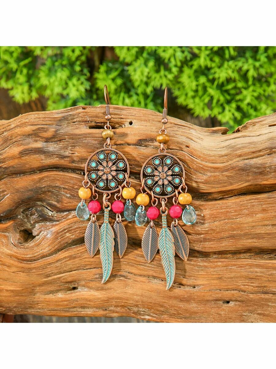 Серьги, бирюза синтетическая, эмаль