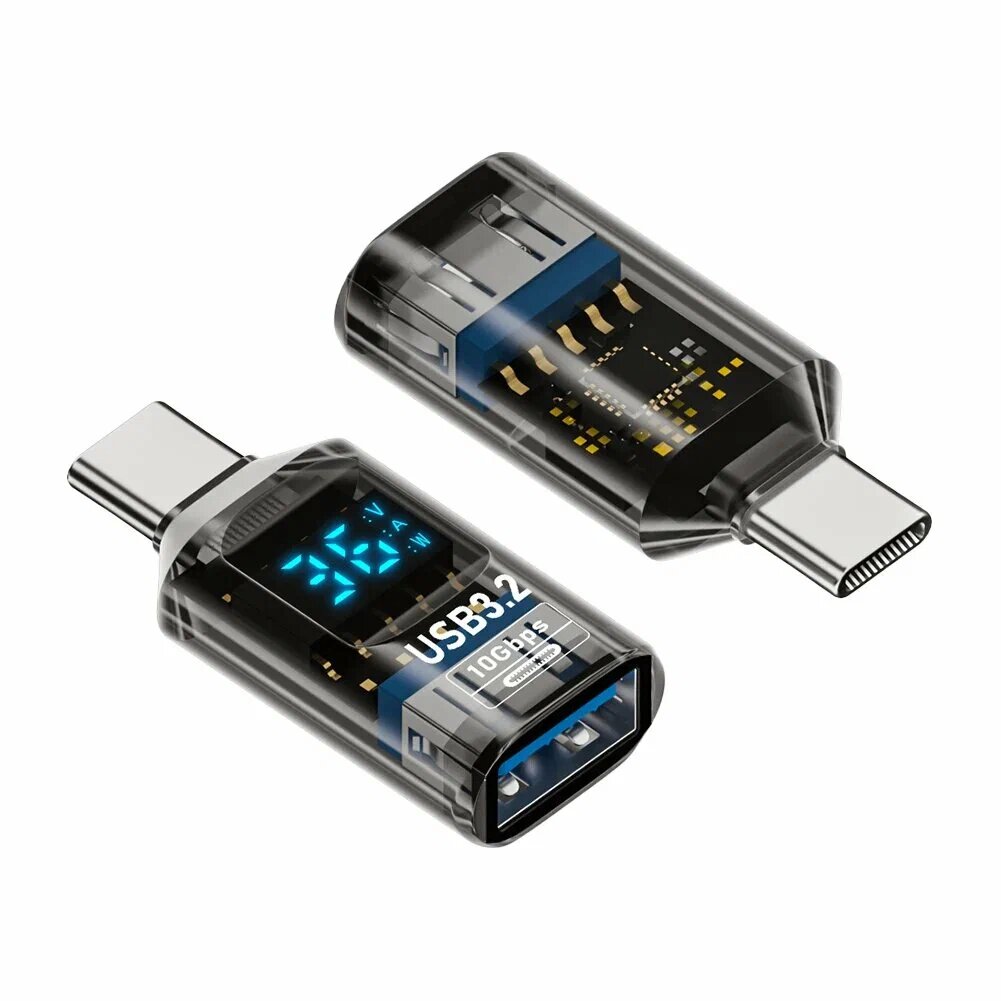 Адаптер-переходник USB-C M в USB-A F с дисплеем KS-is (KS-881CA)