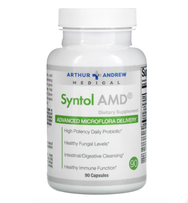 Arthur Andrew Medical, Syntol AMD, Добавка-синбиотик для улучшения микрофлоры, 90 капсул