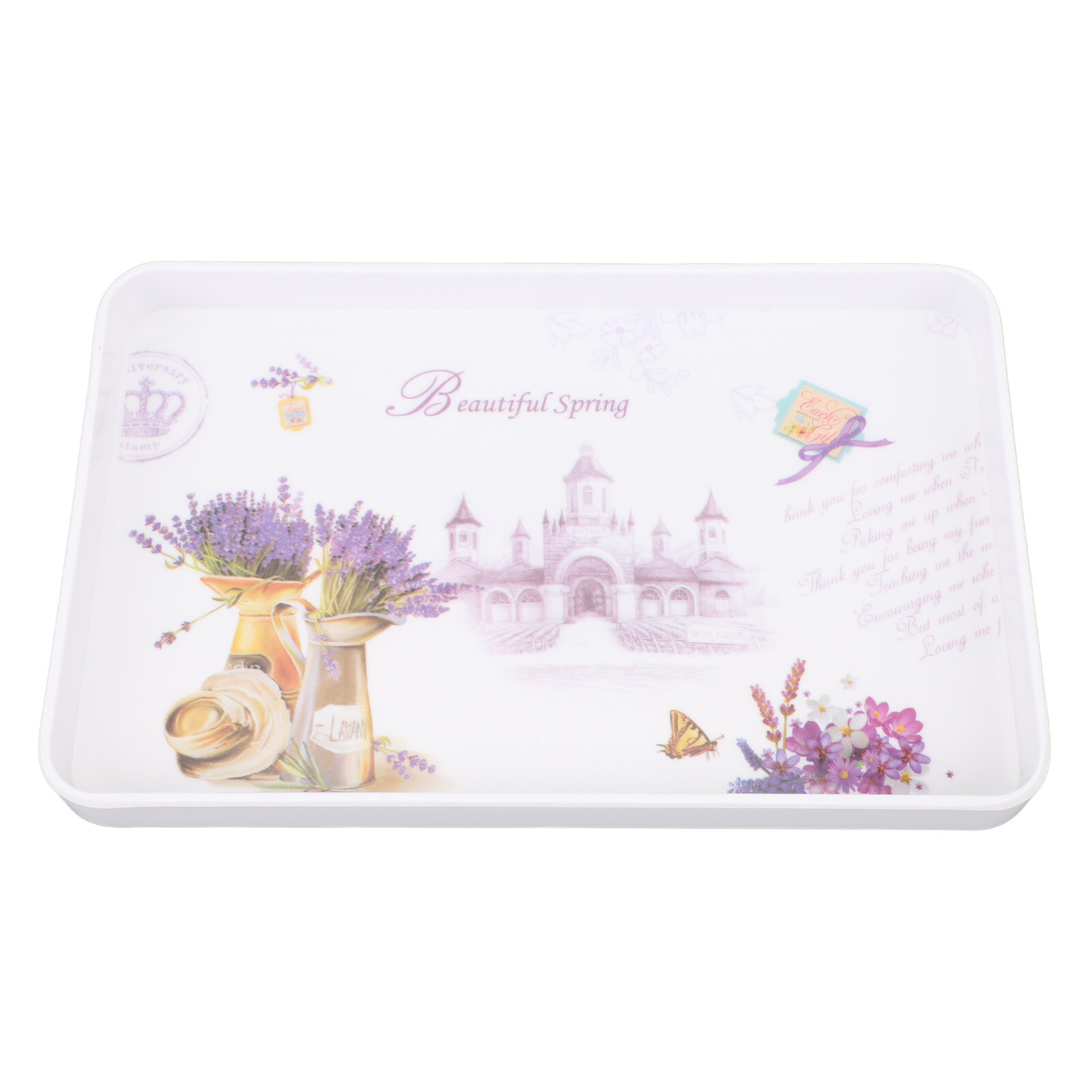 Пластиковые сервировочные лотки многоцелевые с изысканным рисунком штабелируемые прямоугольные сервировочные тарелки для закусок фруктов печенья десерта лаванда