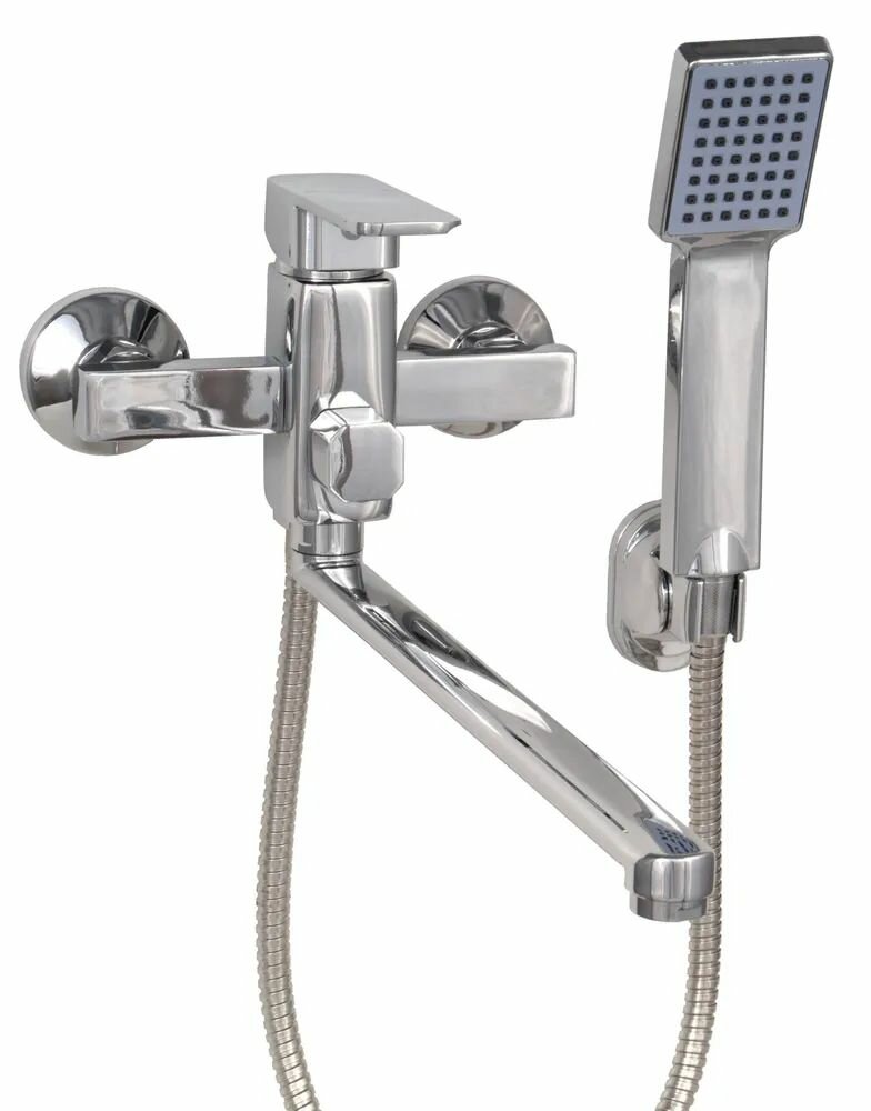 Смеситель на ванну Potato P2206N с длинным плоским поворотным изливом, картридж 35 мм, хром