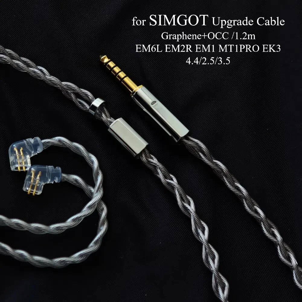 Для SIMGOT EM6L EM2R EM1 MT1PRO EK3 Графеновый кабель для обновления 4,4 мм Сбалансированный 0,78 мм 2-контактный провод для наушников Hi-Fi 3.5mm Stereo