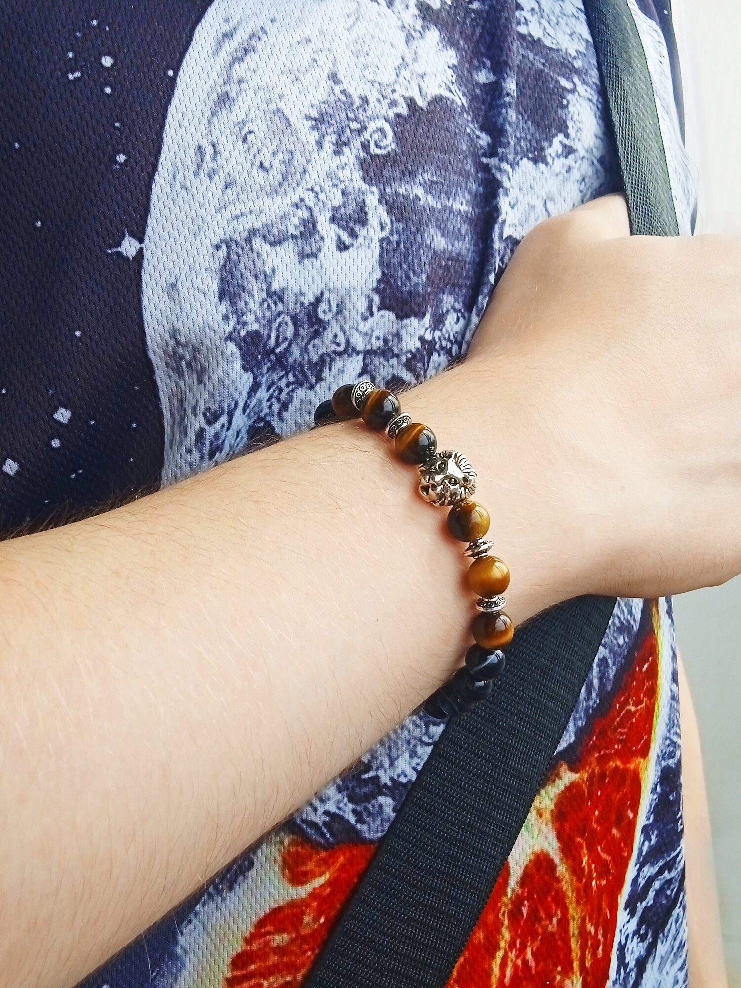 Славянский оберег, эластичный браслет, агат, тигровый глаз