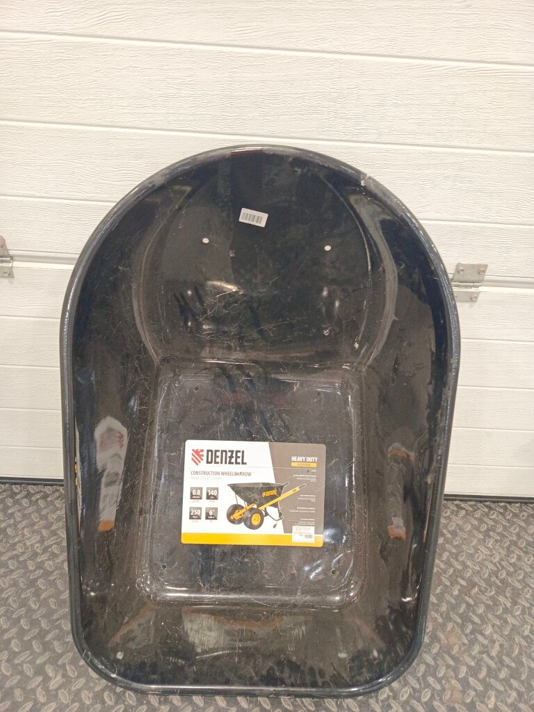 Тачка строительная DENZEL Тачка строительная, усиленная, объем 140 л, 250 кг, двухколесная, колесо 15х6.00-6 69000 (1455219)