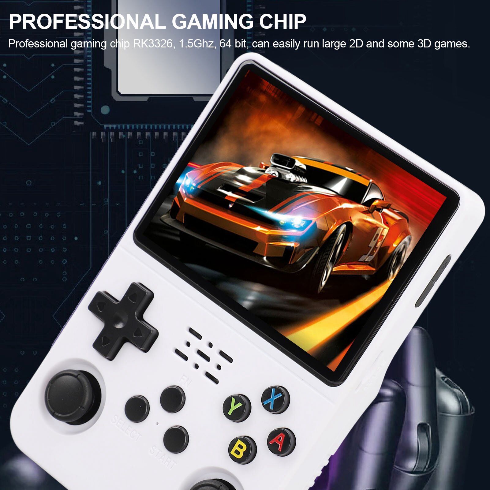 Портативная игровая консоль R36S с экраном IPS 3,5 дюйма, поддержкой более 30000 игр, портативный игровой плеер с картой памяти 64 ГБ для Linux, белый цвет