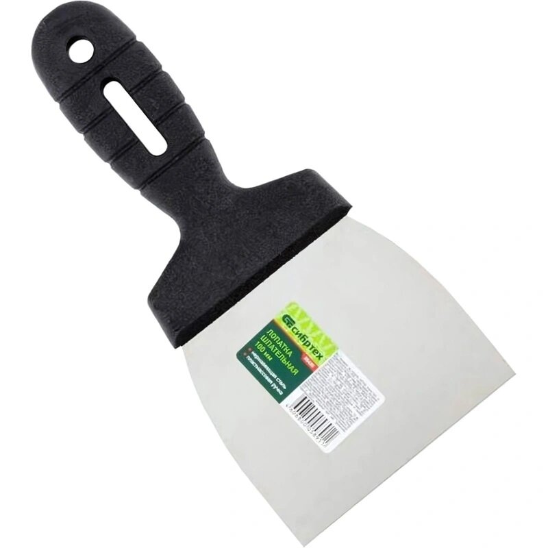 Шпатель СИБРТЕХ лопатка нерж. сталь 100мм, пластм. ручка (85435)