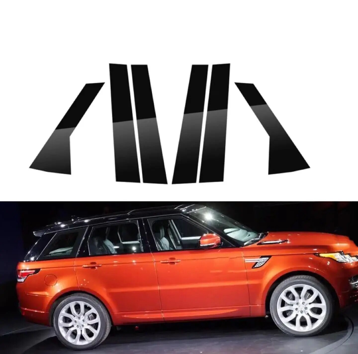 Подходит для Land Rover Range Rover Sport L494 2014-2019, глянцевый черный столб, накладка на дверь, наклейка на окно, набор украшений, Черный