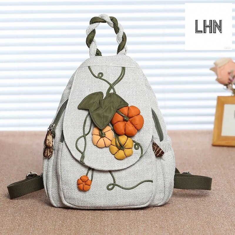 Женский дорожный рюкзак с объемным рисунком тыквы, модный льняной ранец для девушек