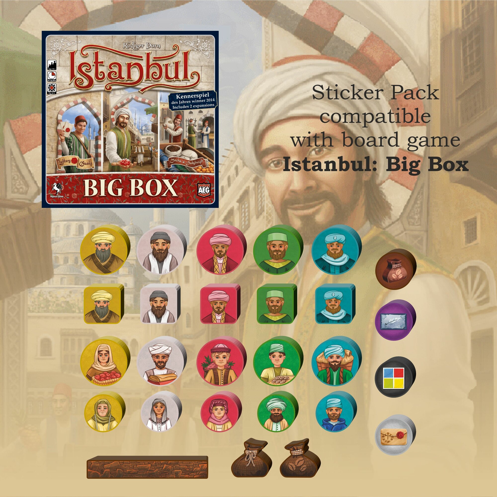Стикерпак для настольной игры Istanbul. Big Box (Стамбул. Полное издание)
