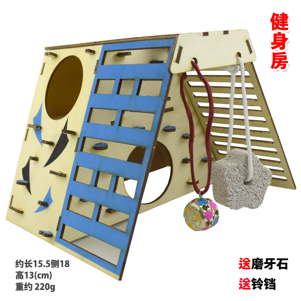 Клетка для хомяка "Бревенчатый тренажерный зал", из цельного дерева