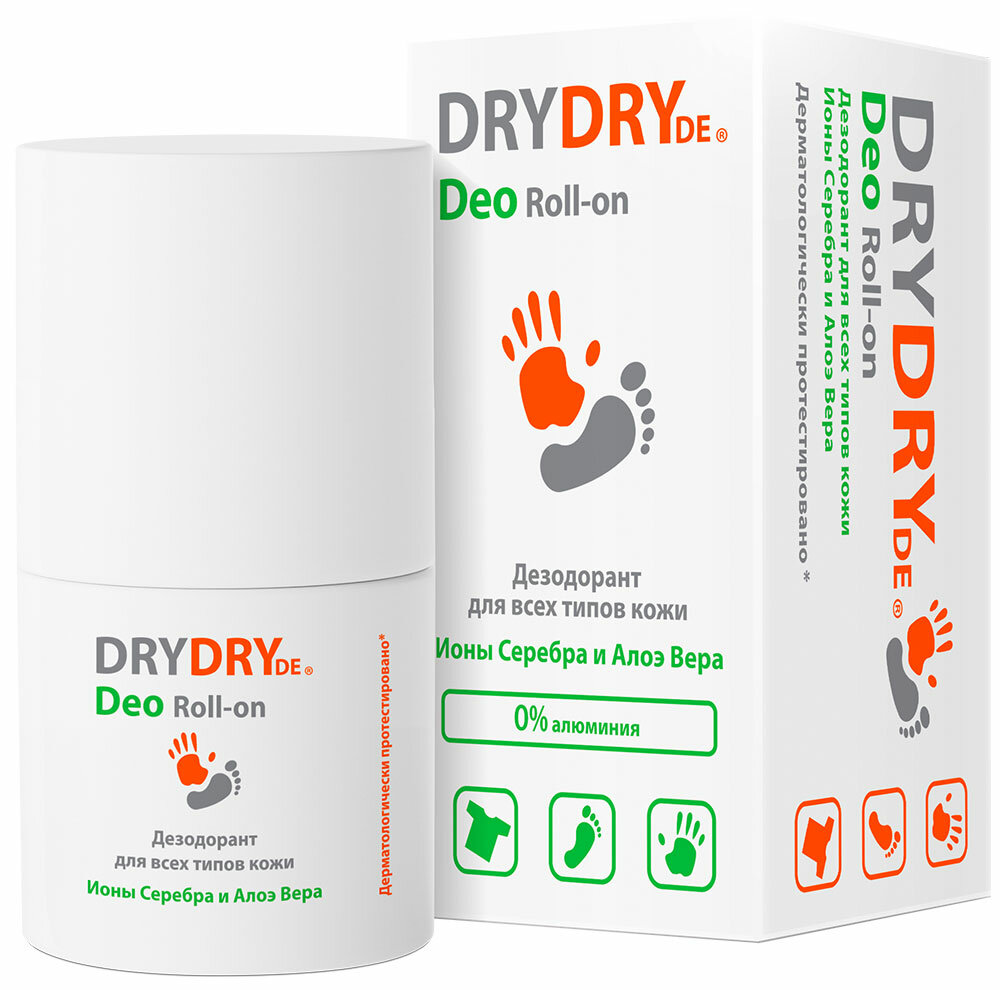 Drydry de deo дезодорант для всех типов кожи с ионами серебра и алоэ вера 50 мл
