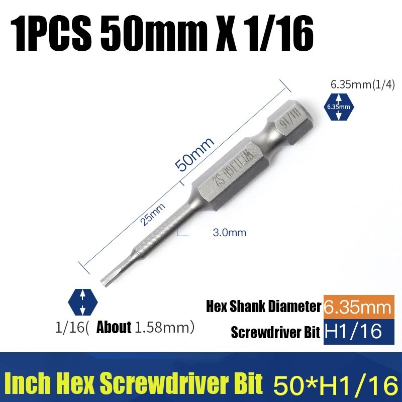 GooBetter магнитный шестигранный ключ набор 1/16-3/8 1PCS 50mm X 1 16